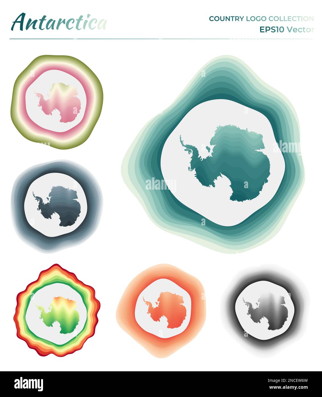 Antarctica logo collection. Colorful badge of the country. Layers ...