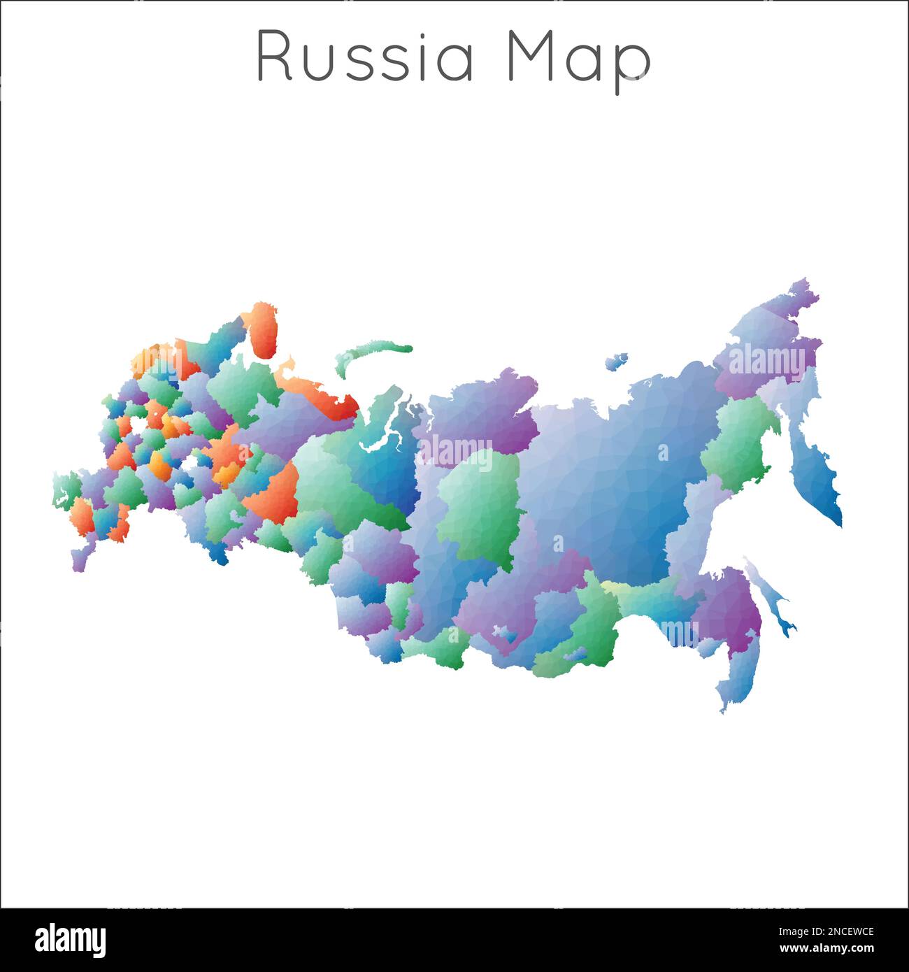 Low Poly map of Russia. Russia geometric polygonal, mosaic style map ...