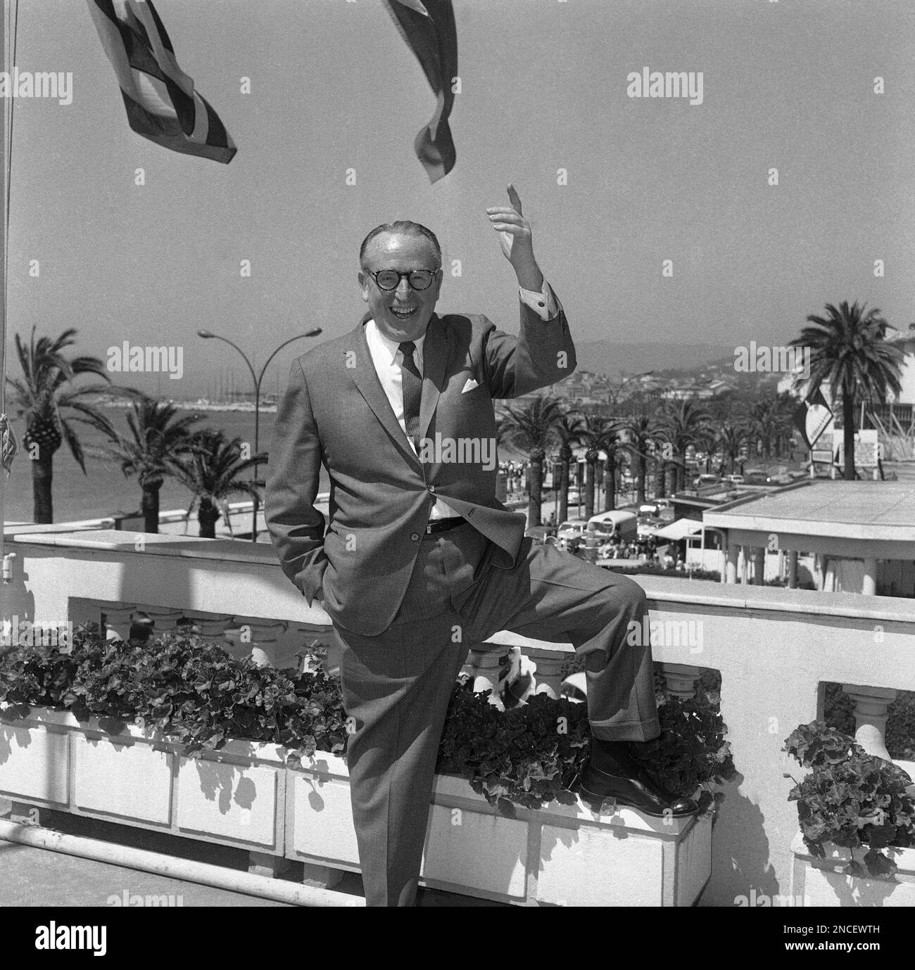Harold Lloyd, silent screen comedian, shown on his arrival in Cannes ...