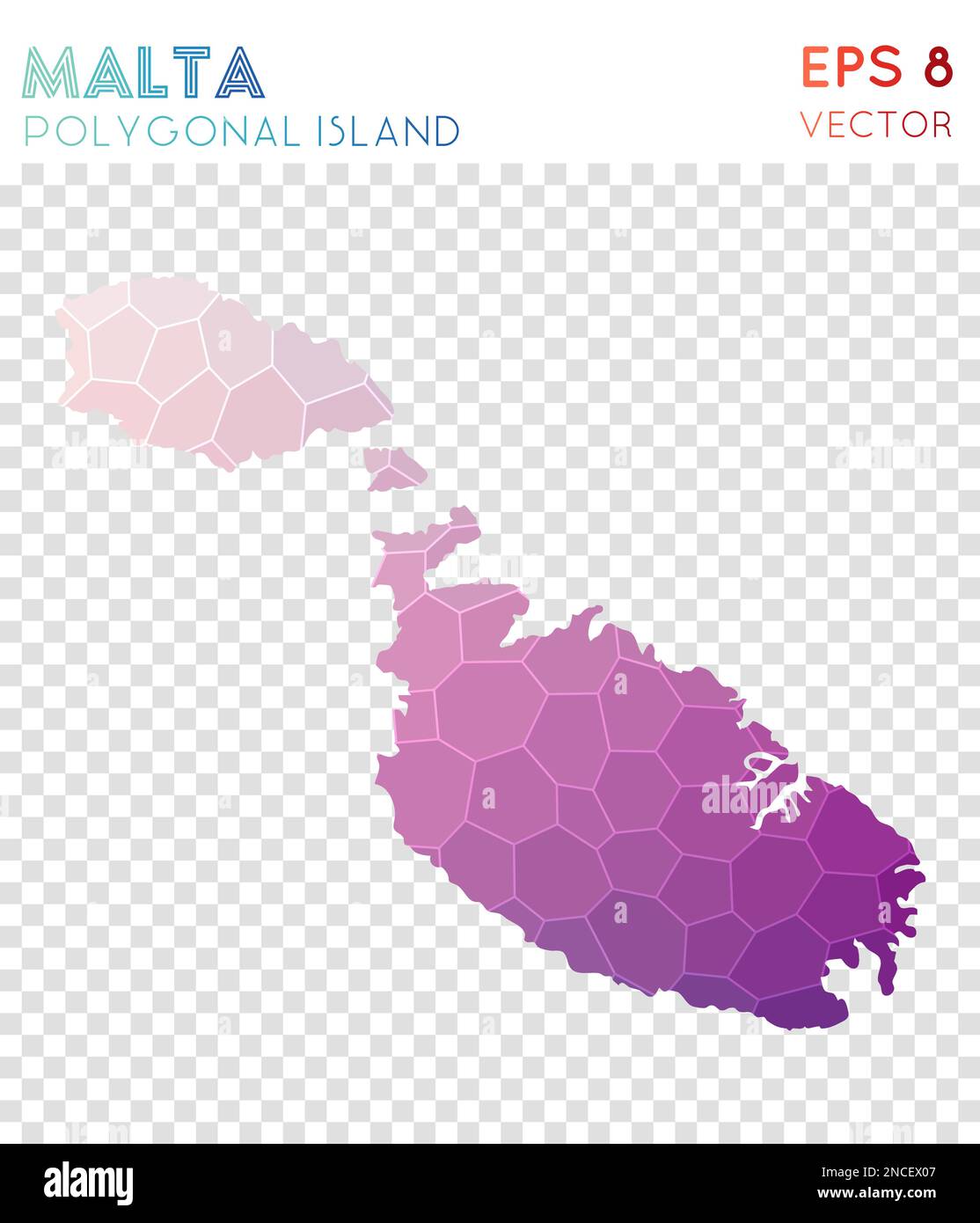 Malta polygonal map, mosaic style island. Curious low poly style ...