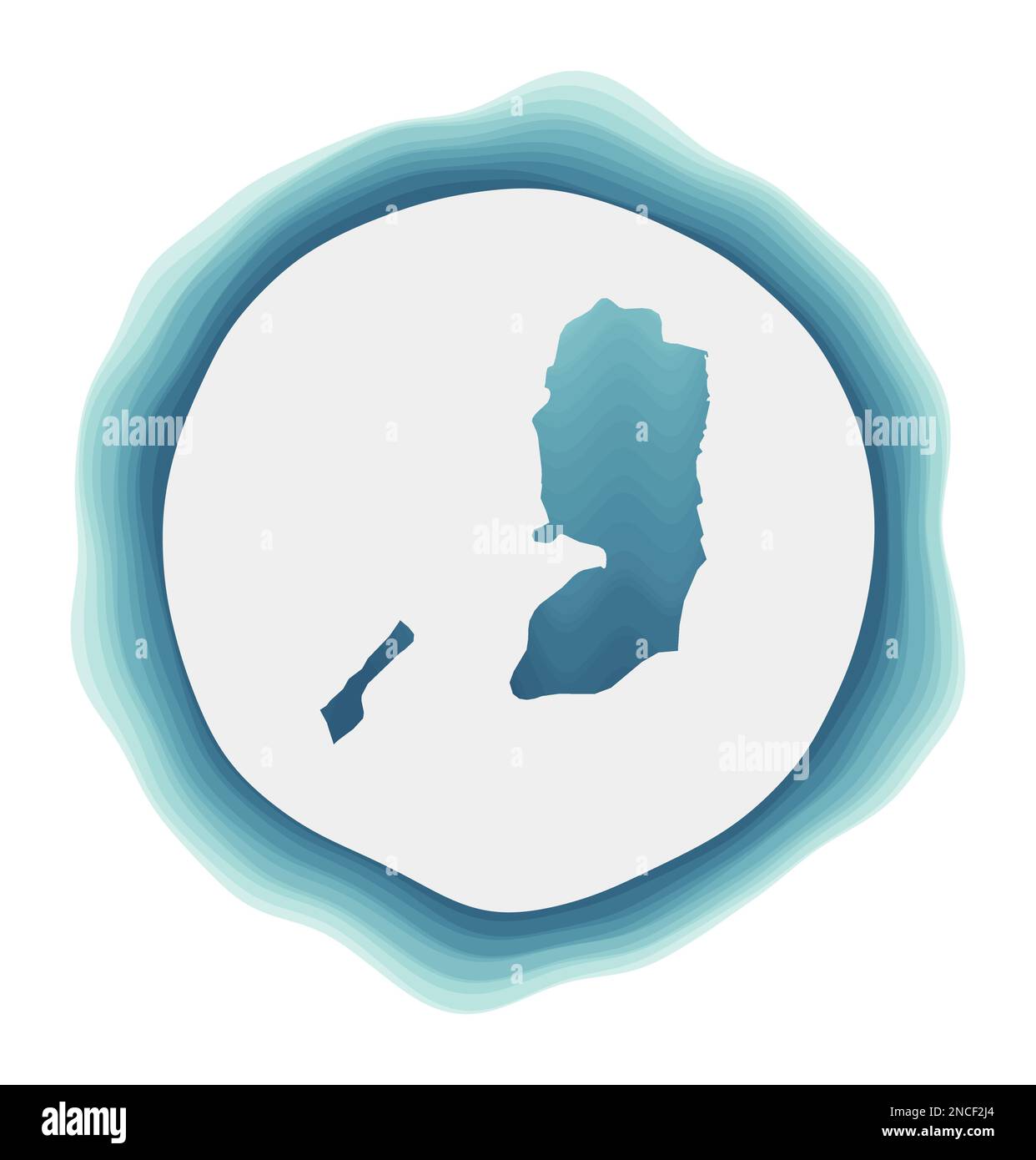 Palestine logo. Badge of the country. Layered circular sign around Palestine border shape ...