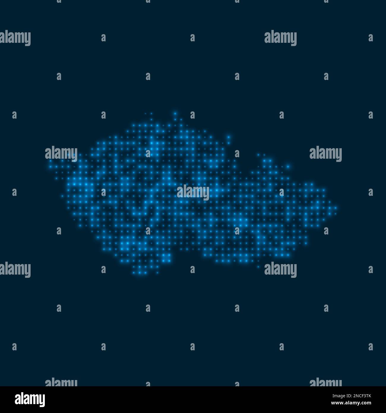Czech Republic dotted glowing map. Shape of the country with blue ...