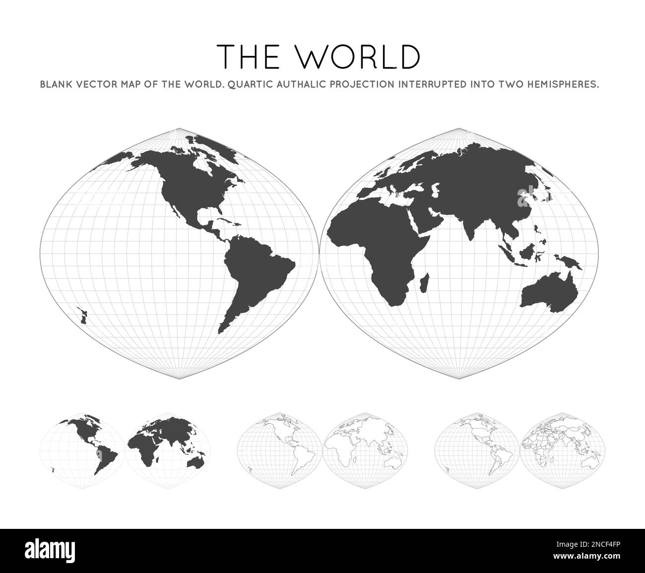 Map of the World. Quartic authalic projection interrupted into two ...