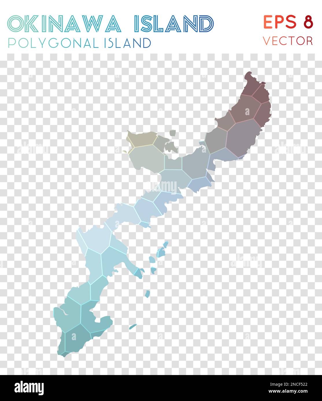Okinawa Island polygonal map, mosaic style island. Exotic low poly ...