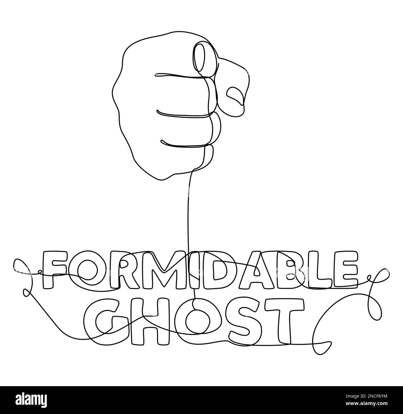One continuous line of hand with Formidable Ghost word. Thin Line ...