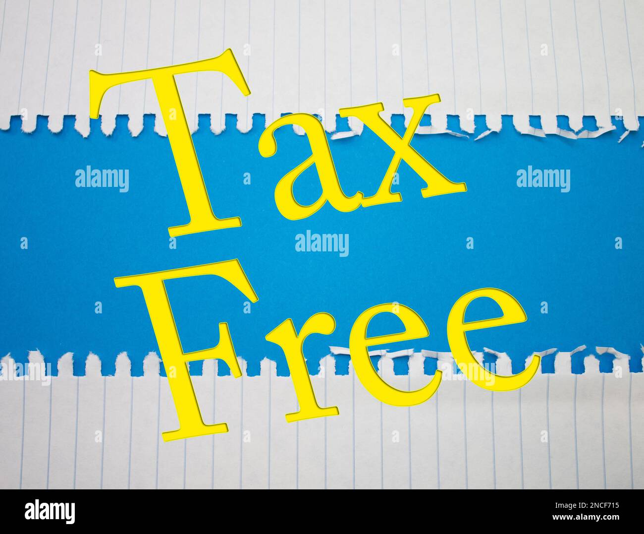 Tax Free text with Torn, Crumpled White Paper on colored background ...