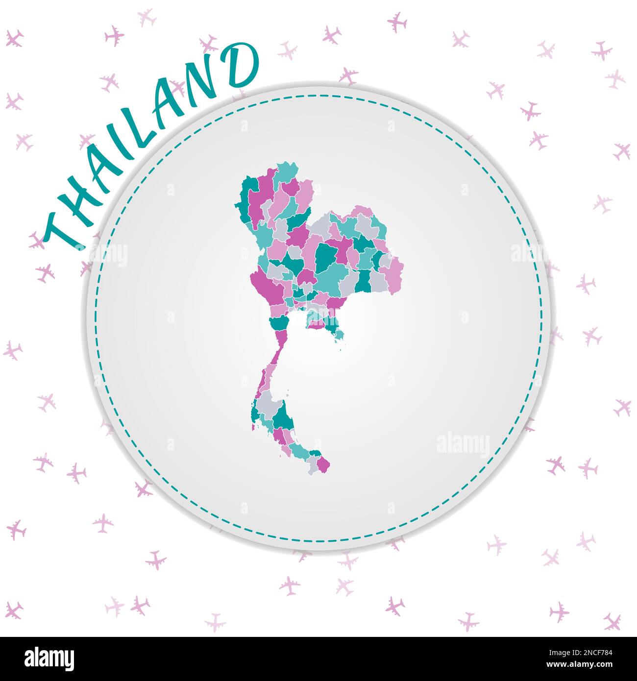 Thailand map design. Map of the country with regions in emerald ...