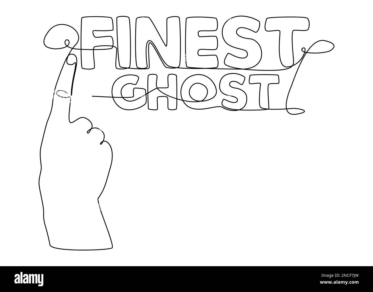 One continuous line of hand with Finest Ghost word. Thin Line ...