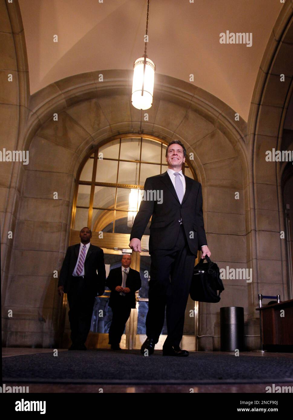 New York Gov. Andrew Cuomo arrives at the Capitol in Albany, N.Y ...