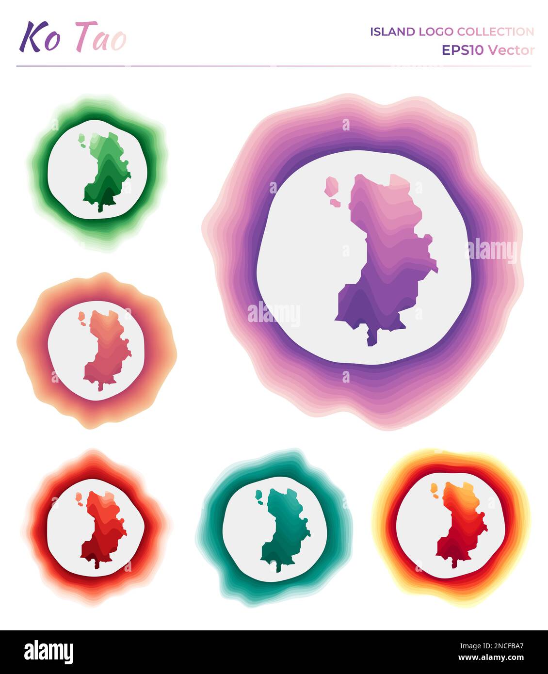 Ko Tao logo collection. Colorful badge of the island. Layers around Ko ...
