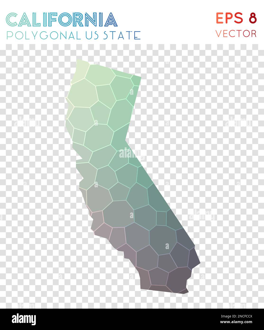 California polygonal map, mosaic style US state. Stunning low poly ...