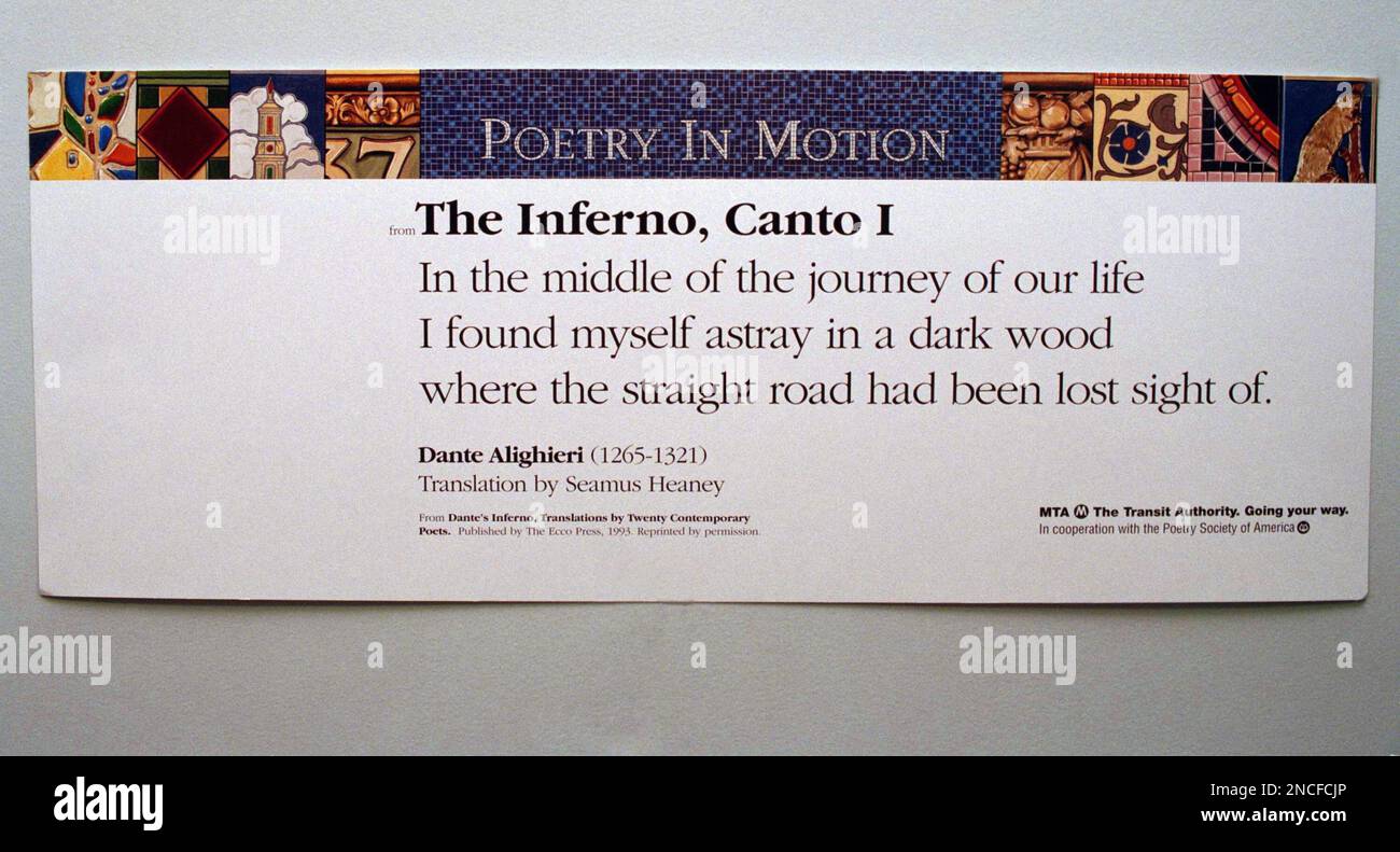 An excerpt from Dante’s “Inferno,” one of 20 poems that are part of a ...