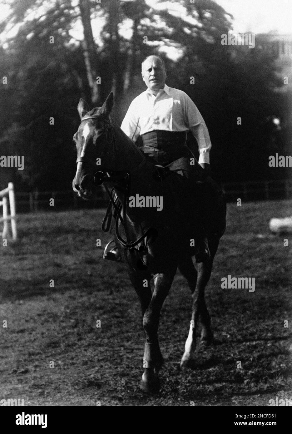 Italian leader Benito Mussolini riding a horse during a holiday at ...