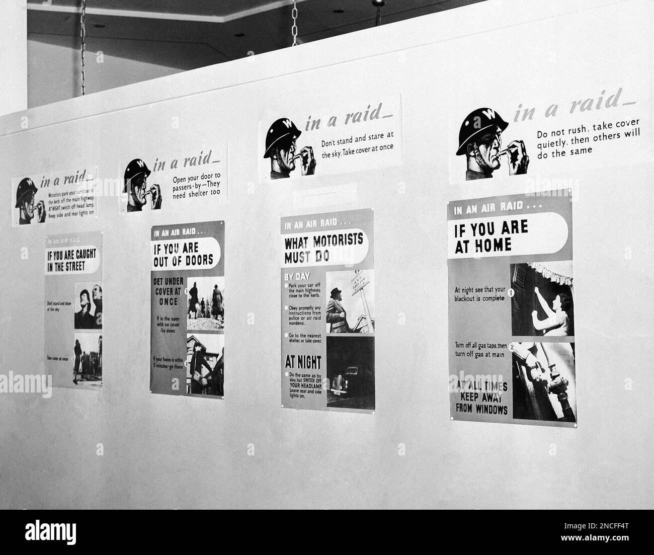 Here are air raid warnings, posted in English cities, as they appear at ...