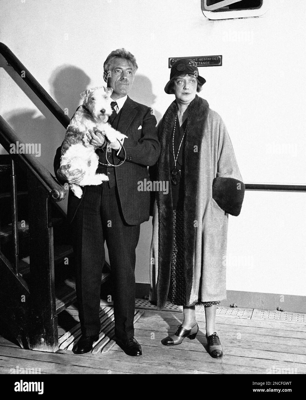 Mr. and Mrs. Fritz Kreisler on board ship in New York City on Sept. 27 ...