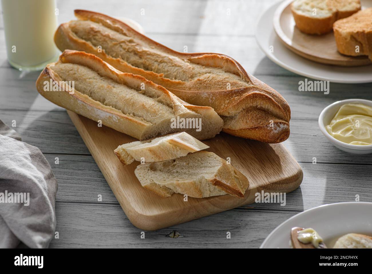 bread with butter for breakfast Stock Photo - Alamy