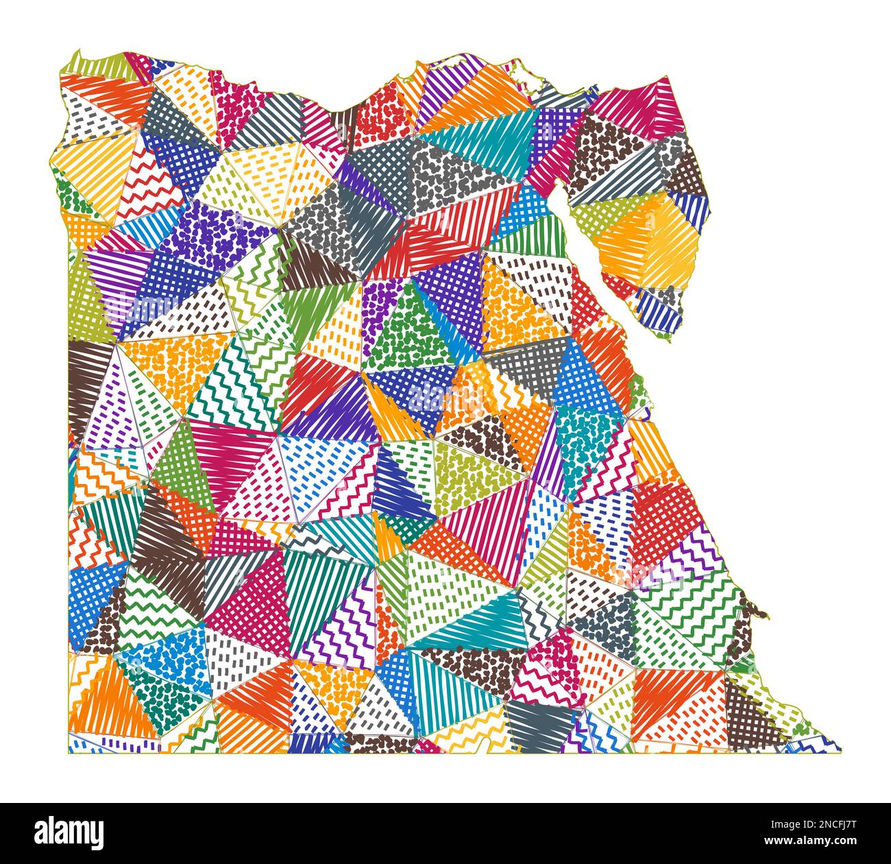 Kid style map of Egypt. Hand drawn polygons in the shape of Egypt ...