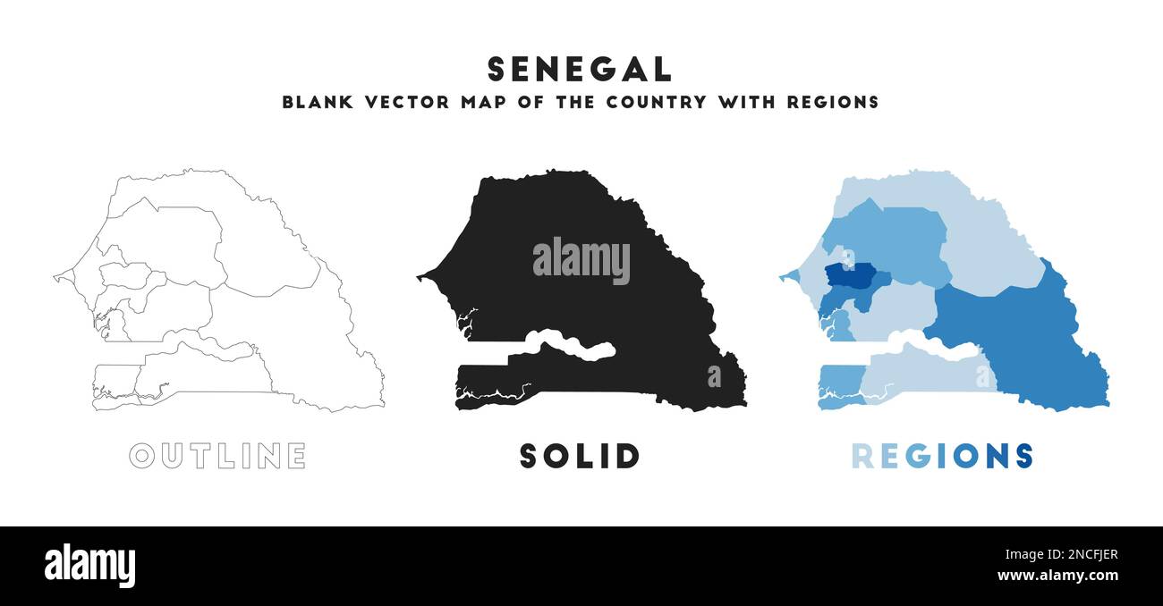 Senegal map. Borders of Senegal for your infographic. Vector country shape. Vector illustration ...