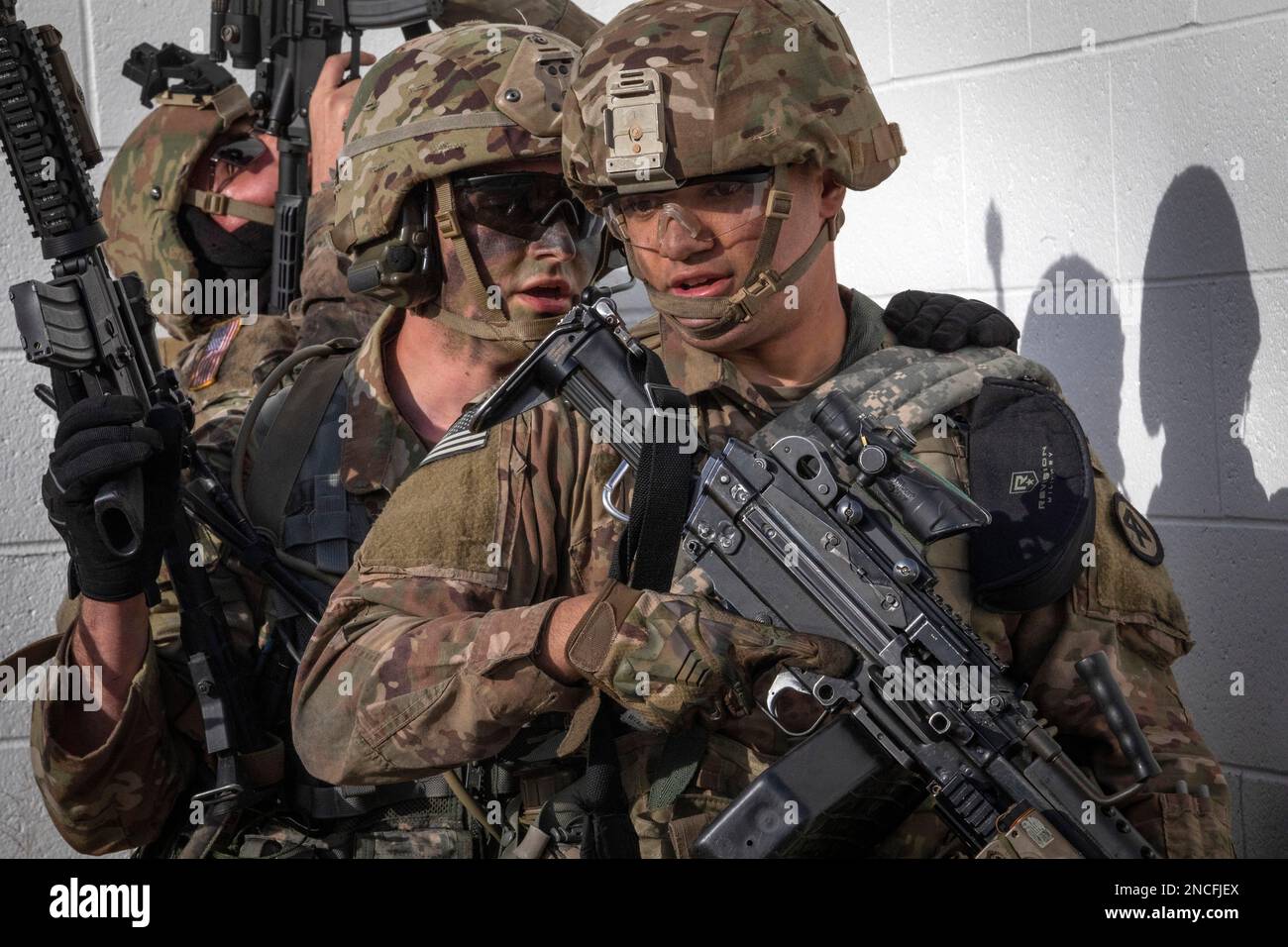 U.S. Army Soldiers with Alpha Company, 1st Battalion, 114th Infantry Regiment, 44th Infantry ...