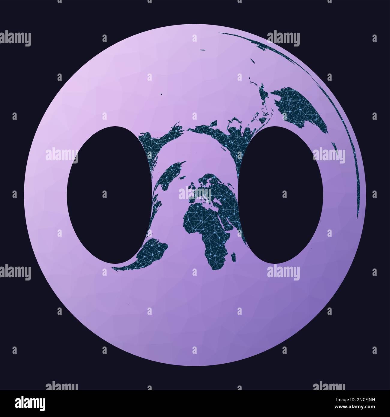 World Map Connection Hammer Retroazimuthal Projection World Network Map Stock Vector Image