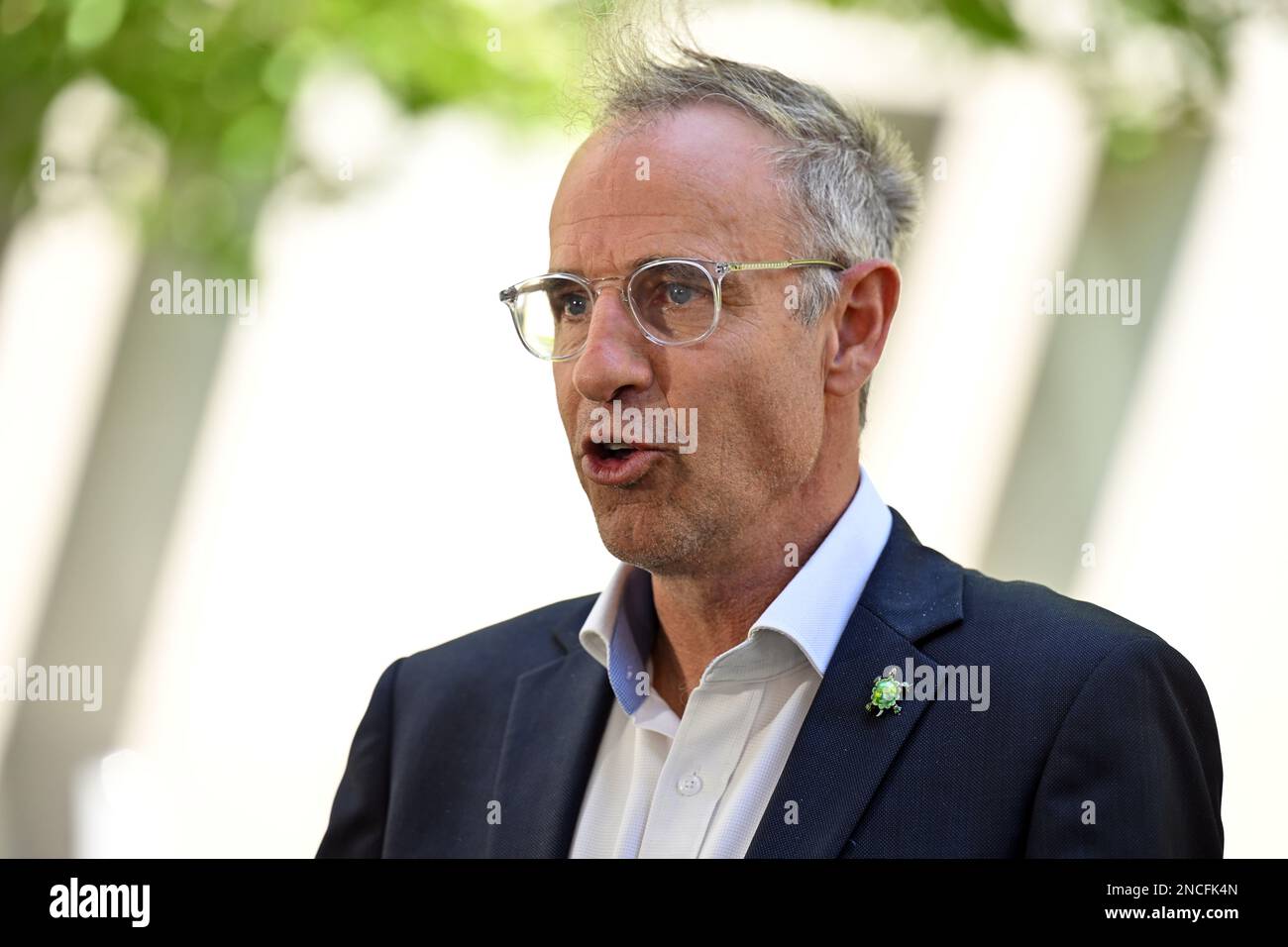 Greens Senator Nick McKim at a press conference at Parliament House in ...