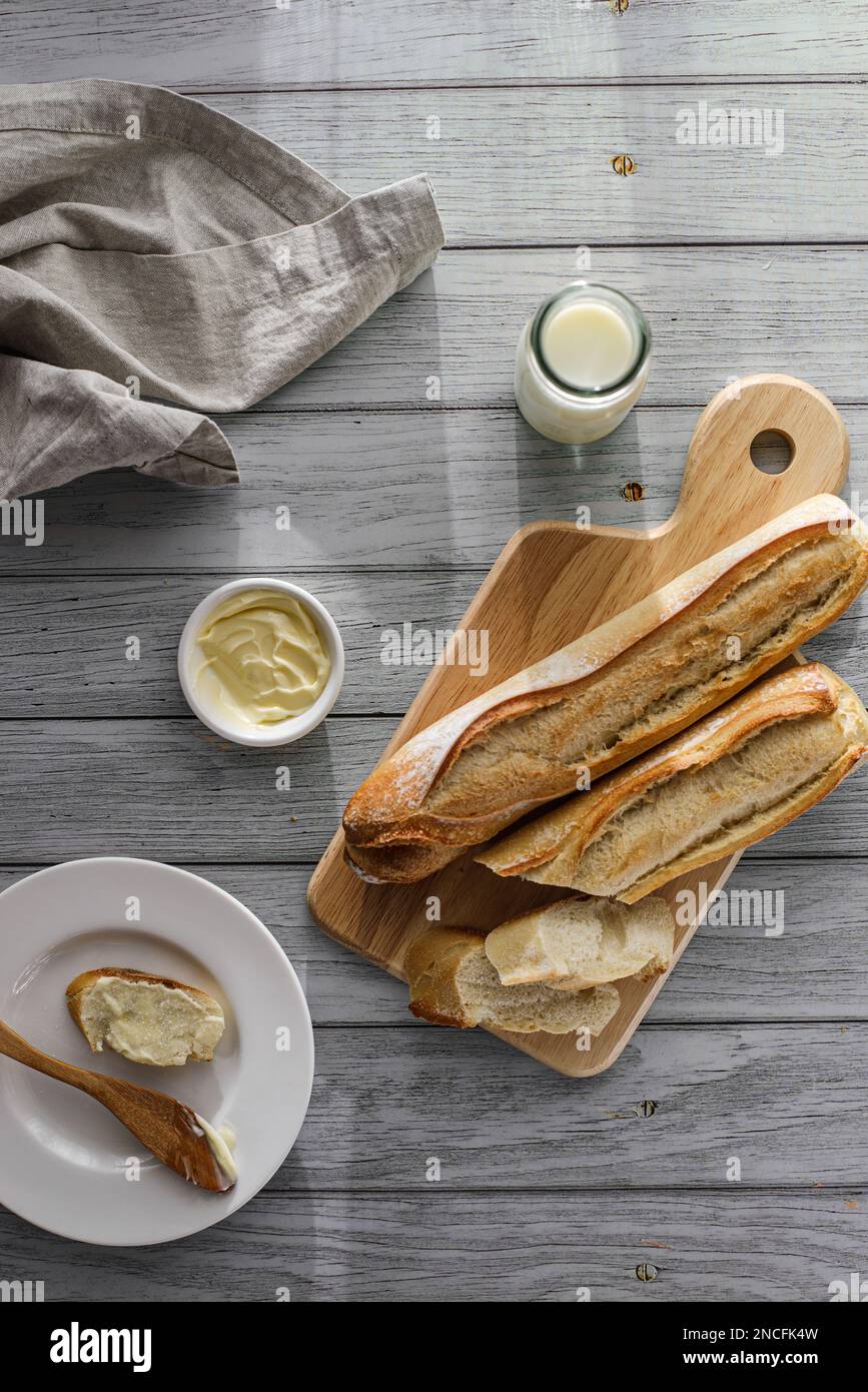 bread with butter for breakfast Stock Photo - Alamy