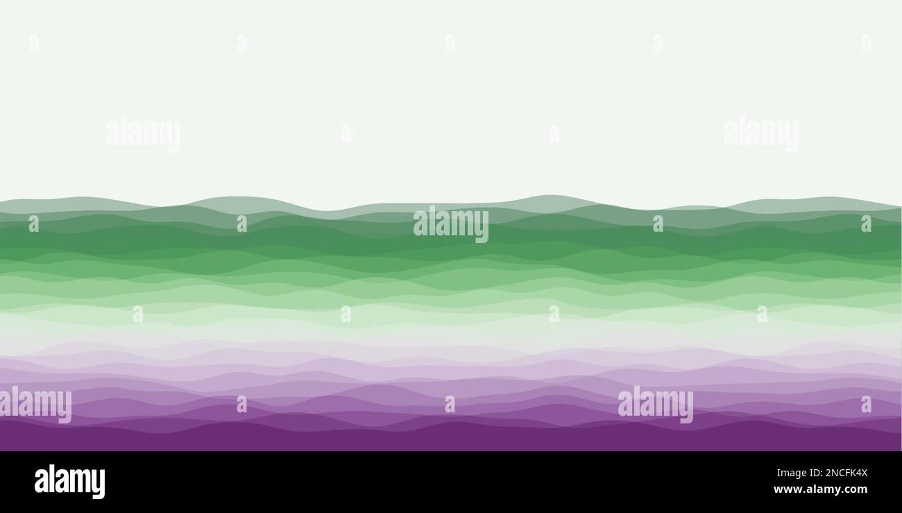 Abstract waves cover. Horizontal background with curves in purple, red ...