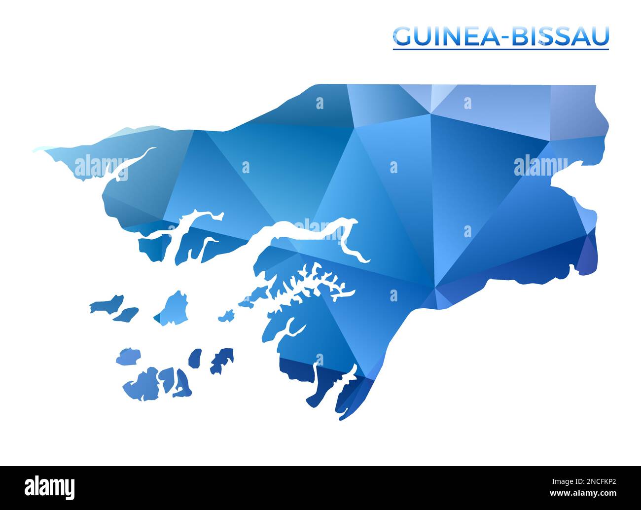 Vector polygonal Guinea-Bissau map. Vibrant geometric country in low poly style. Appealing ...