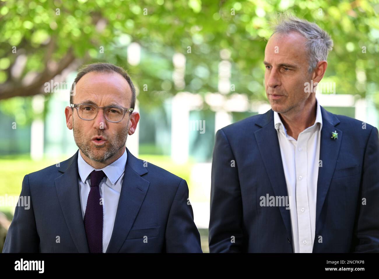 Greens leader Adam Bandt and Greens Senator Nick McKim at a press ...