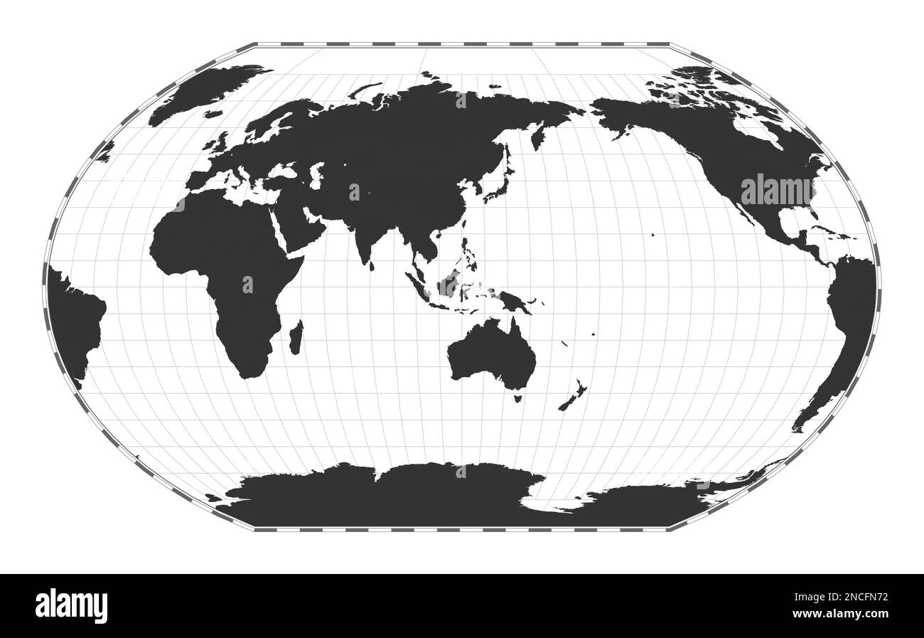 Vector world map. Kavrayskiy VII pseudocylindrical projection. Plain ...