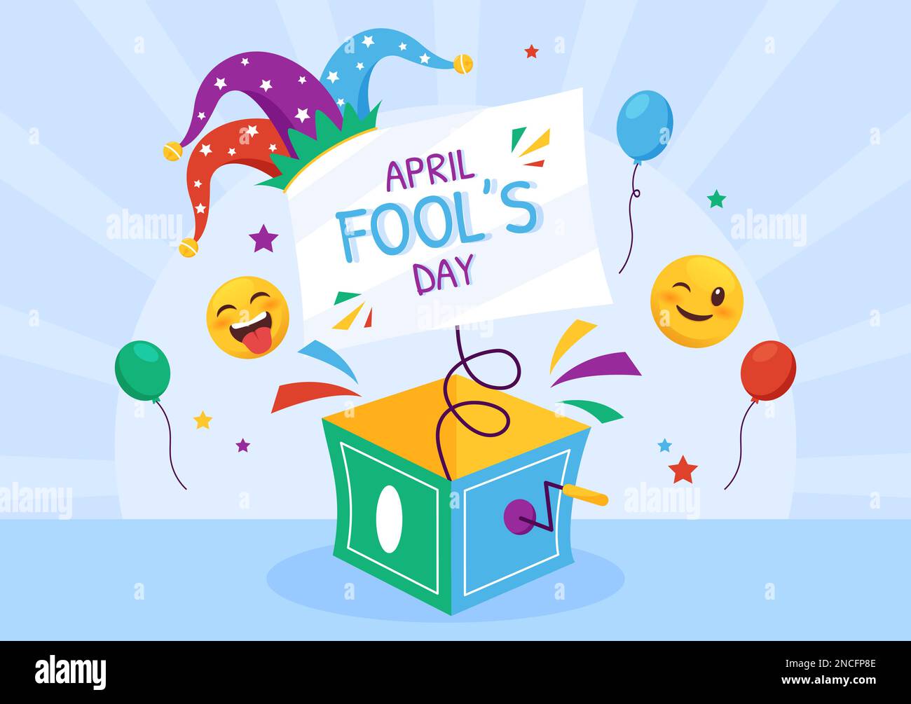 Happy April Fools' Day Celebration Illustration wearing a Jester Hat ...