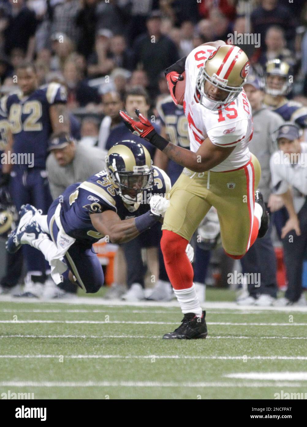 San Francisco 49ers wide receiver Michael Crabtree (15) runs with the ...