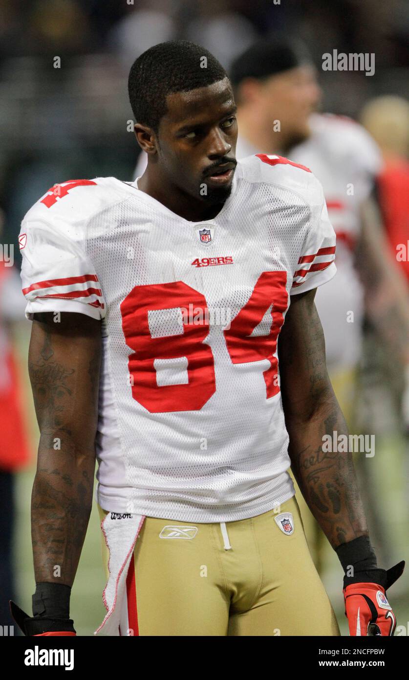 San Francisco 49ers wide receiver Josh Morgan (84) walks off the field ...