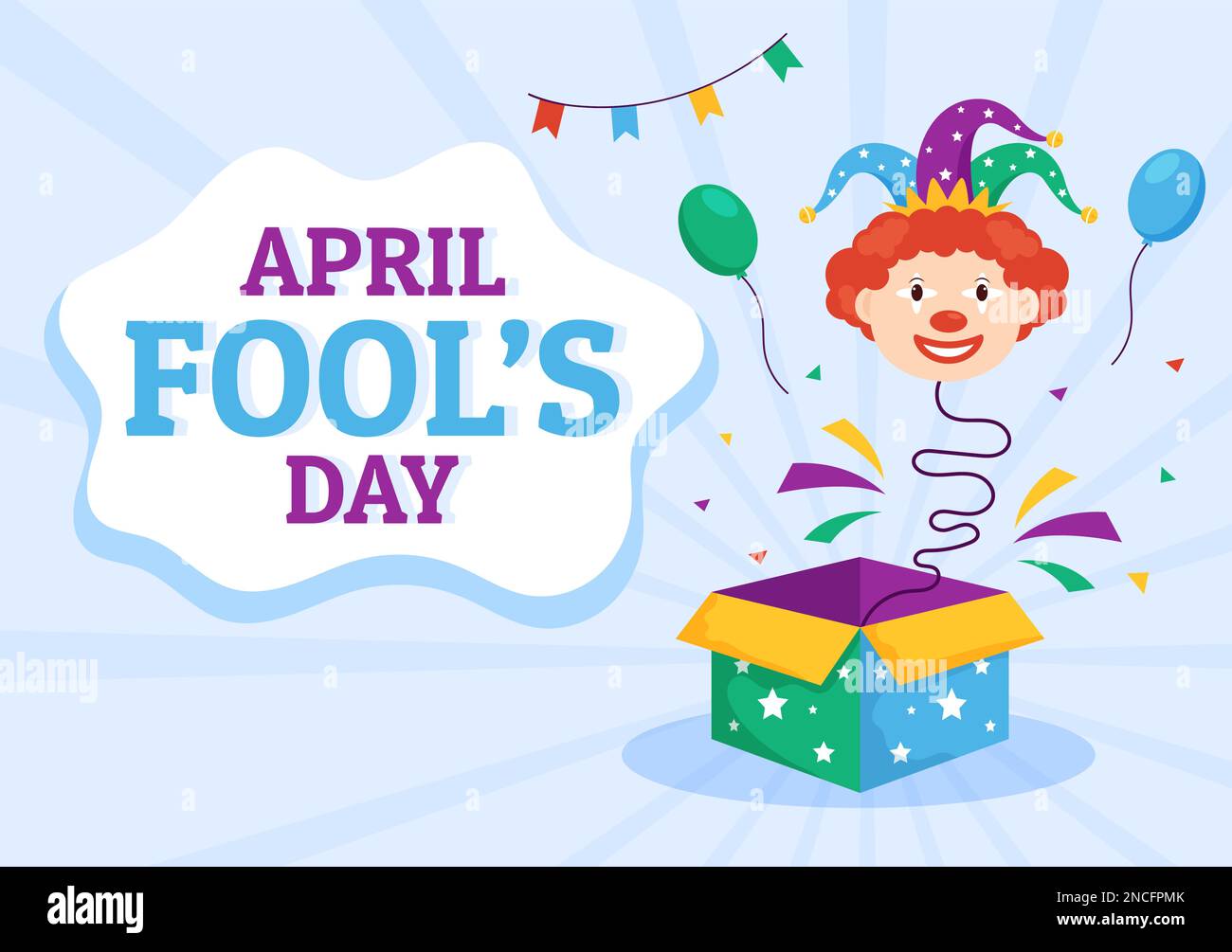 Happy April Fools' Day Celebration Illustration wearing a Jester Hat ...