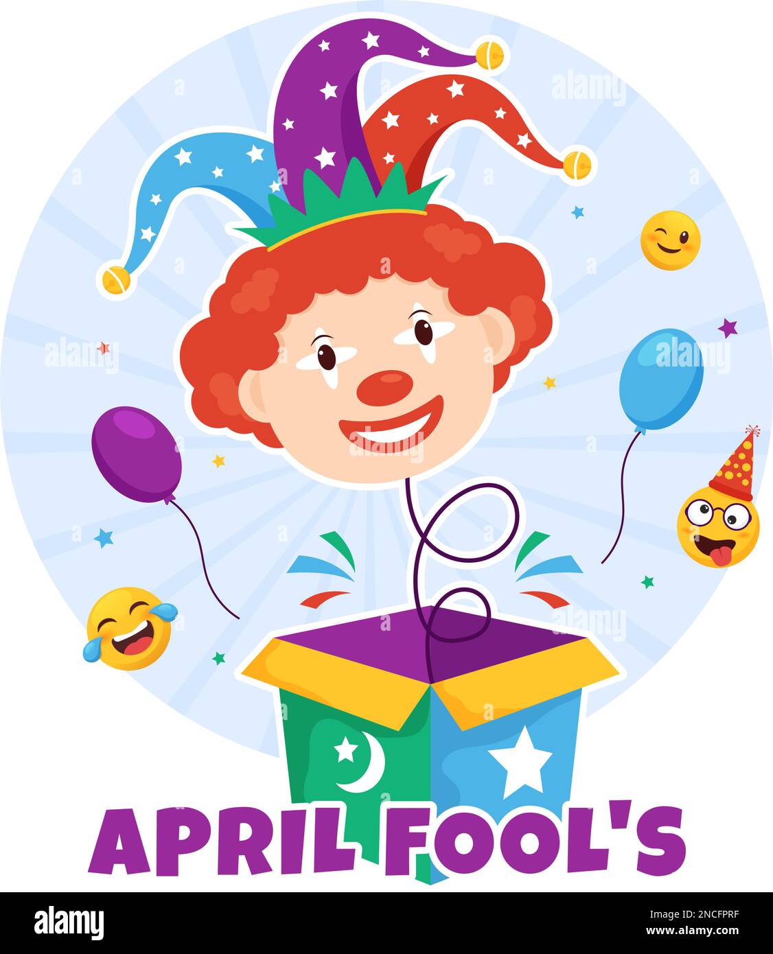 Happy April Fools' Day Celebration Illustration wearing a Jester Hat ...