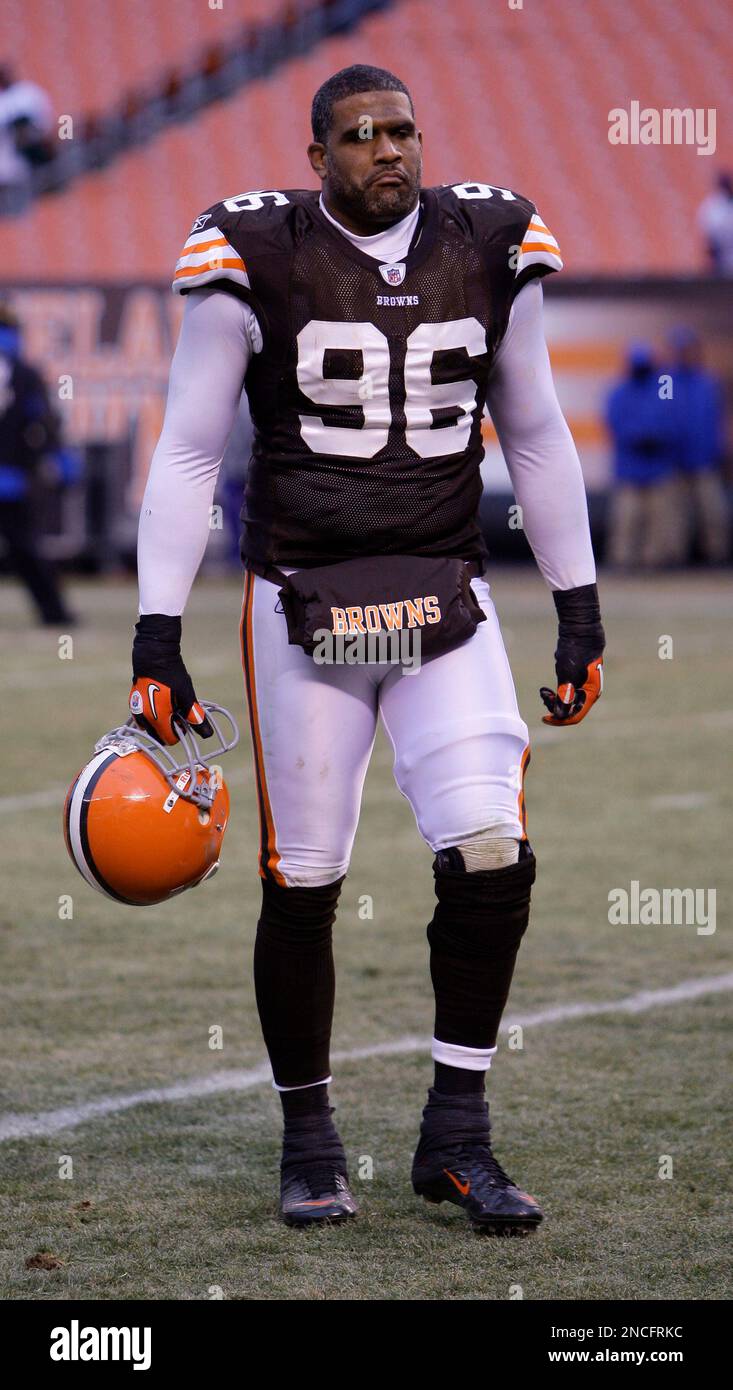 Cleveland Browns linebacker David Bowens walks off the field after an ...