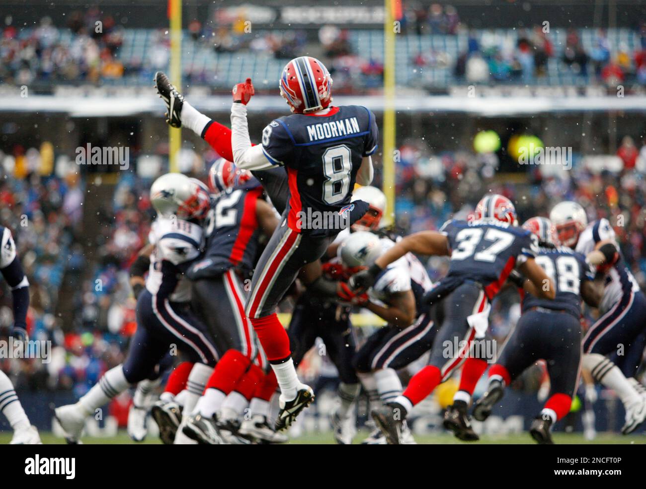 Buffalo Bills punter Brian Moorman (8) punts during the second half of ...