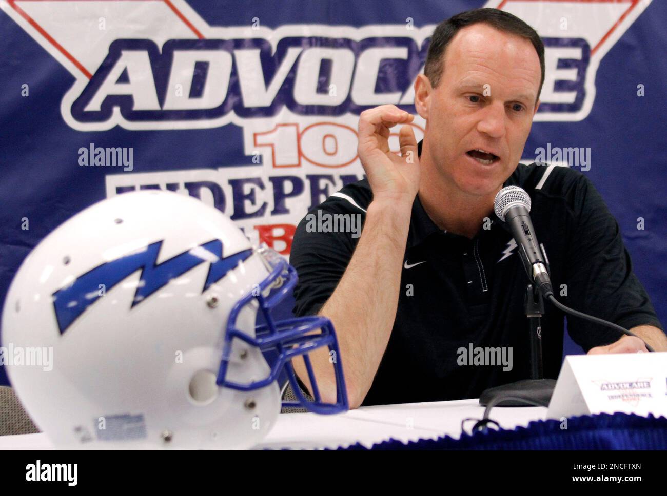 Air Force Academy football coach Troy Calhoun answers reporters ...