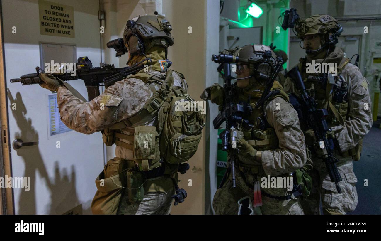 U.S. Marines with maritime raid force, 31st Marine Expeditionary Unit ...