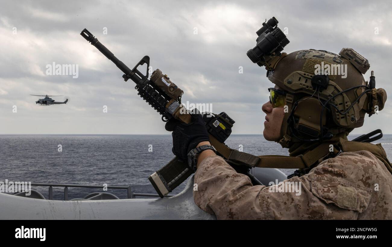 A U.S. Marine with maritime raid force, 31st Marine Expeditionary Unit ...