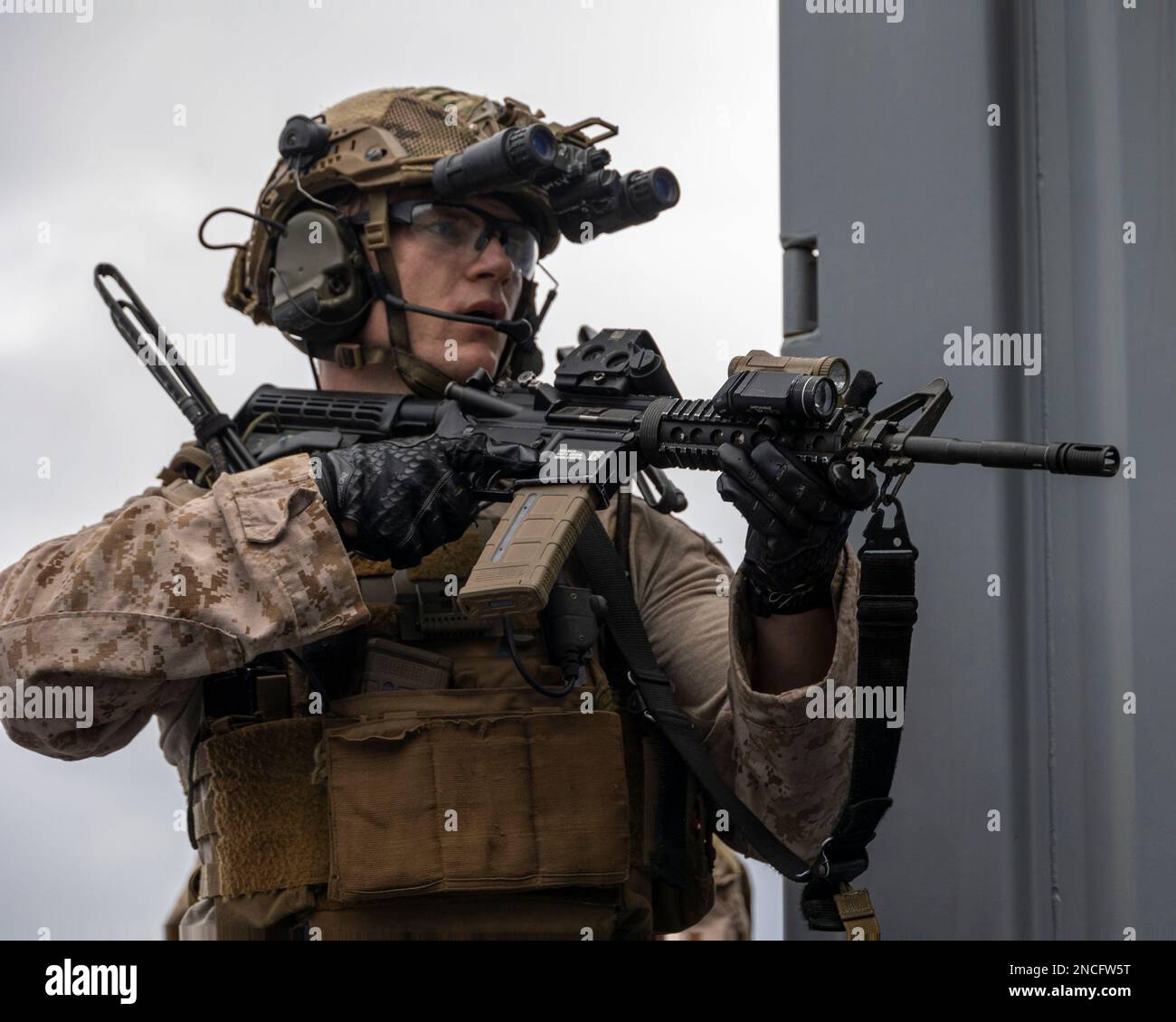 A U.S. Marine with maritime raid force, 31st Marine Expeditionary Unit ...
