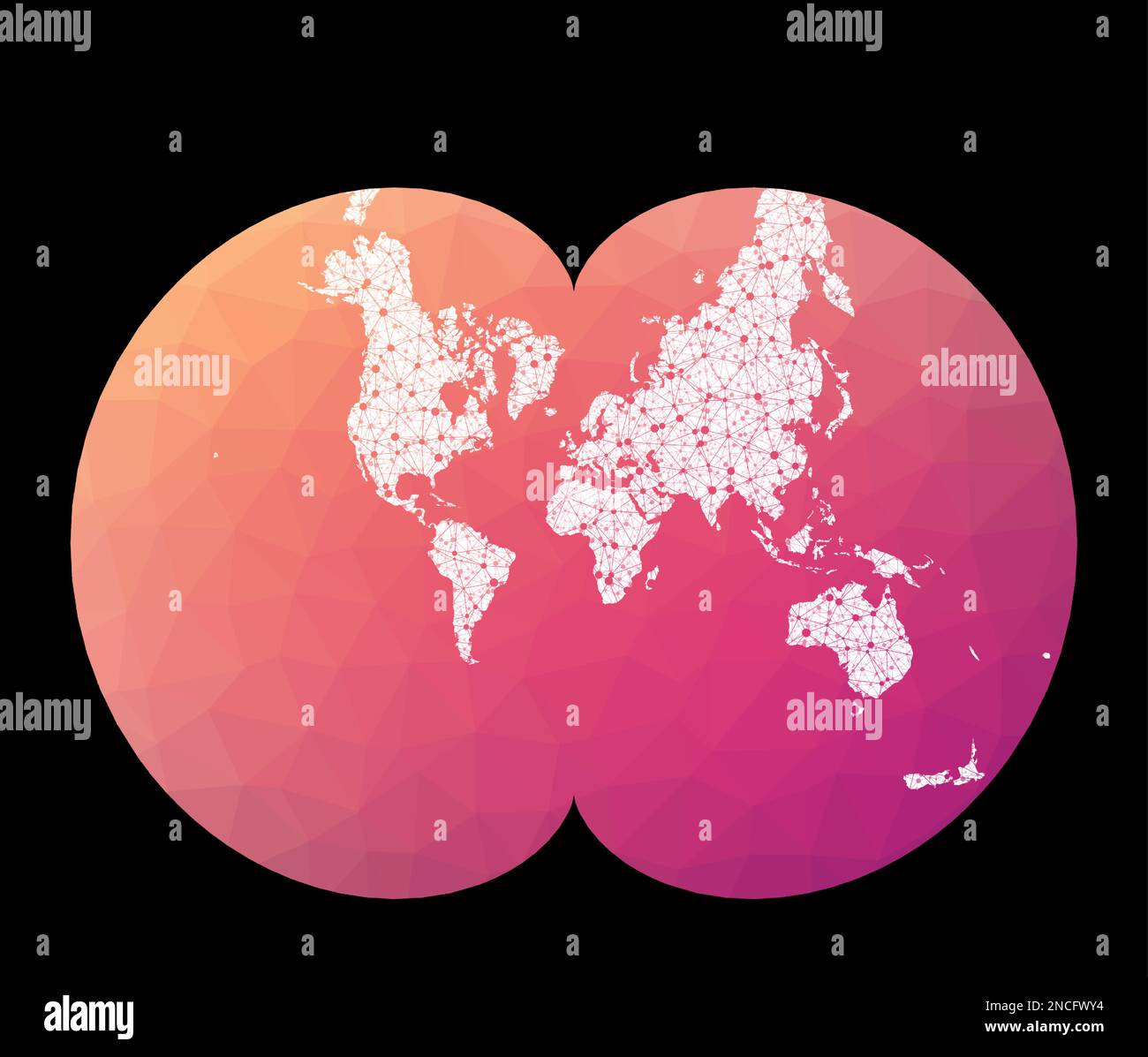 World network map. August's epicycloidal conformal projection. Wired ...