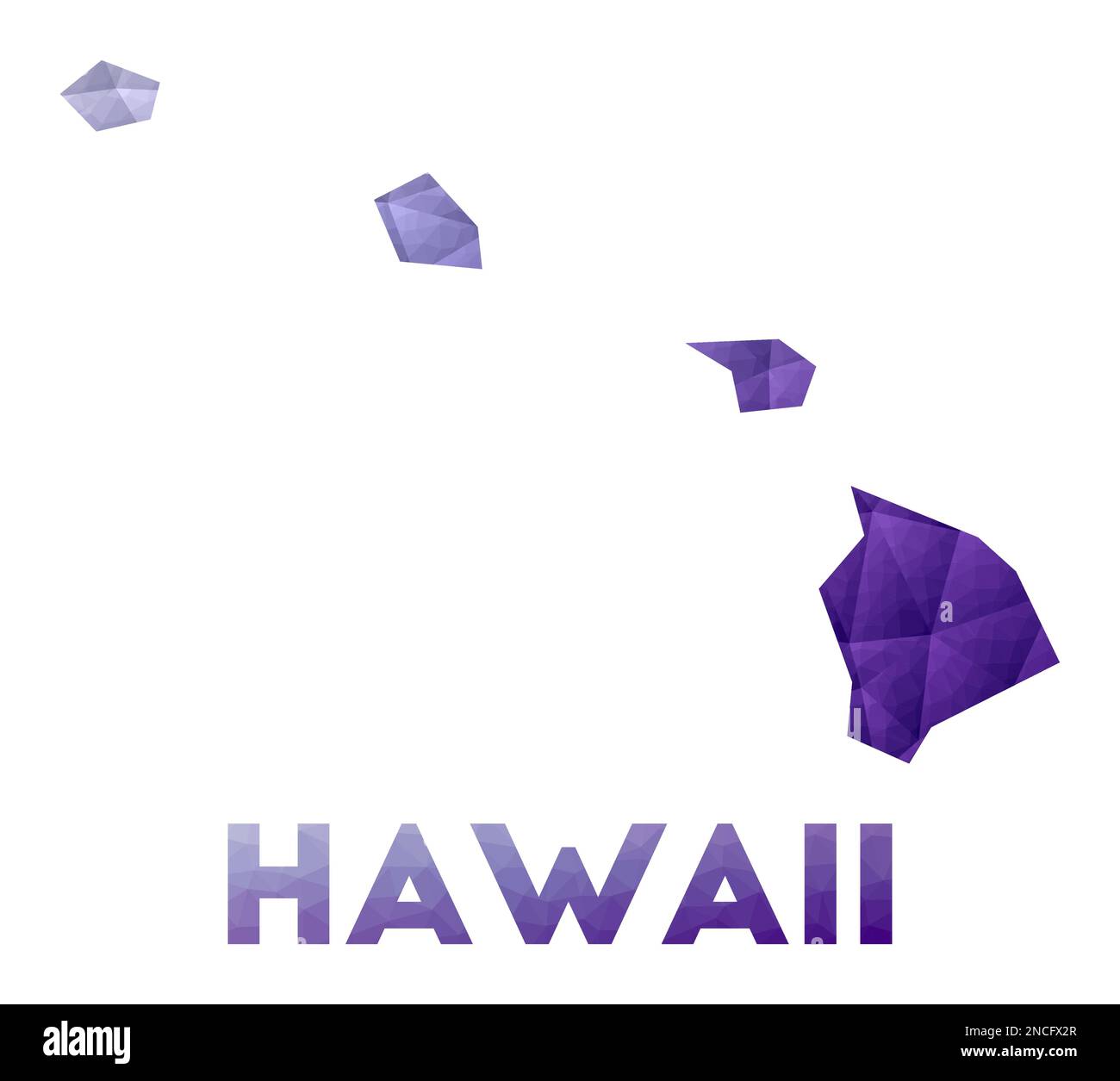 Map of Hawaii. Low poly illustration of the US state. Purple geometric ...