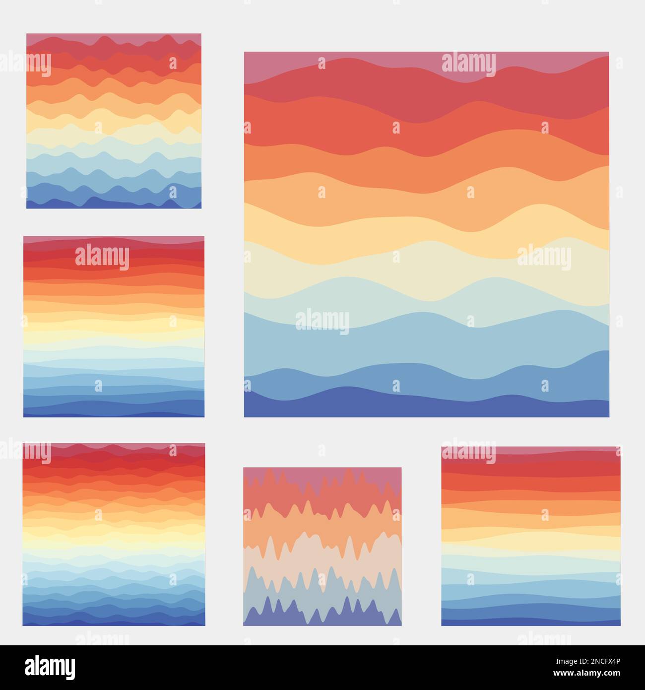 Abstract waves background collection. Curves in red, yellow, and blue ...