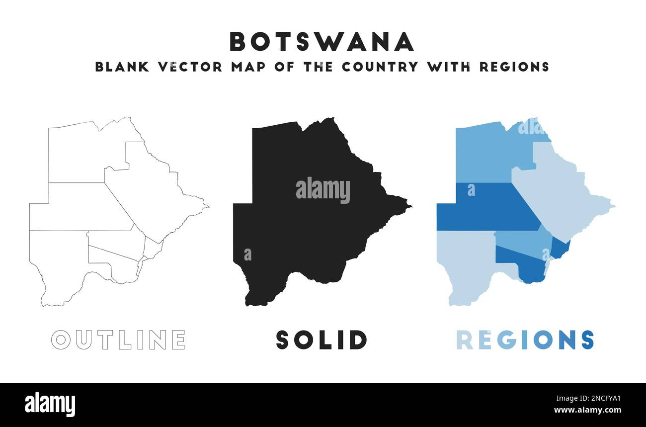 Botswana map. Borders of Botswana for your infographic. Vector country shape. Vector ...