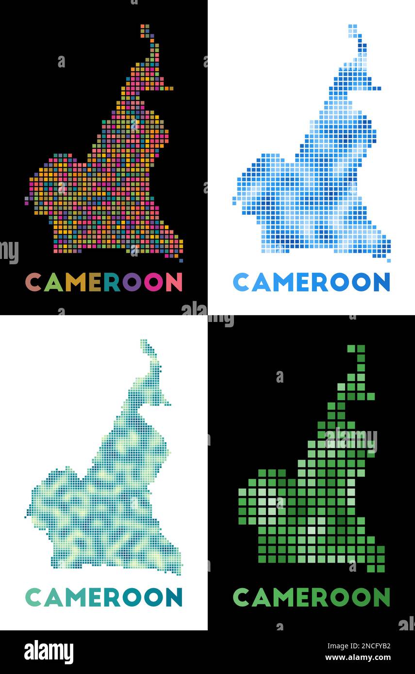Cameroon map. Collection of maps of Cameroon in dotted style. Borders ...