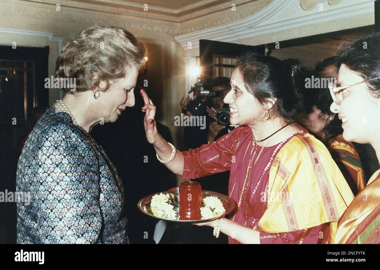 Britain's Prime Minister Margaret Thatcher at the ‘Diwali’ banquet at ...