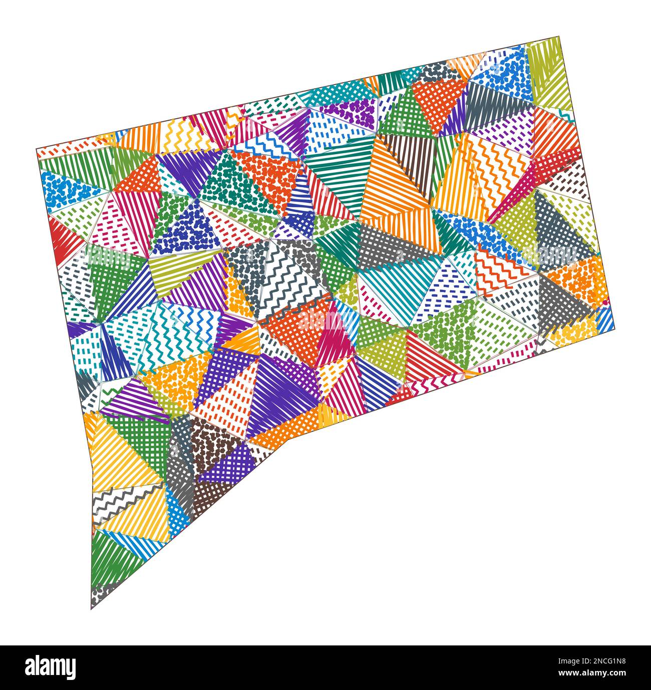 Kid style map of Connecticut. Hand drawn polygons in the shape of ...