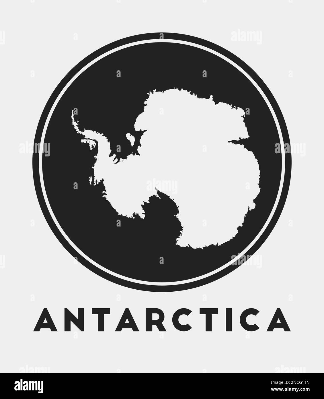 Antarctica icon. Round logo with country map and title. Stylish ...
