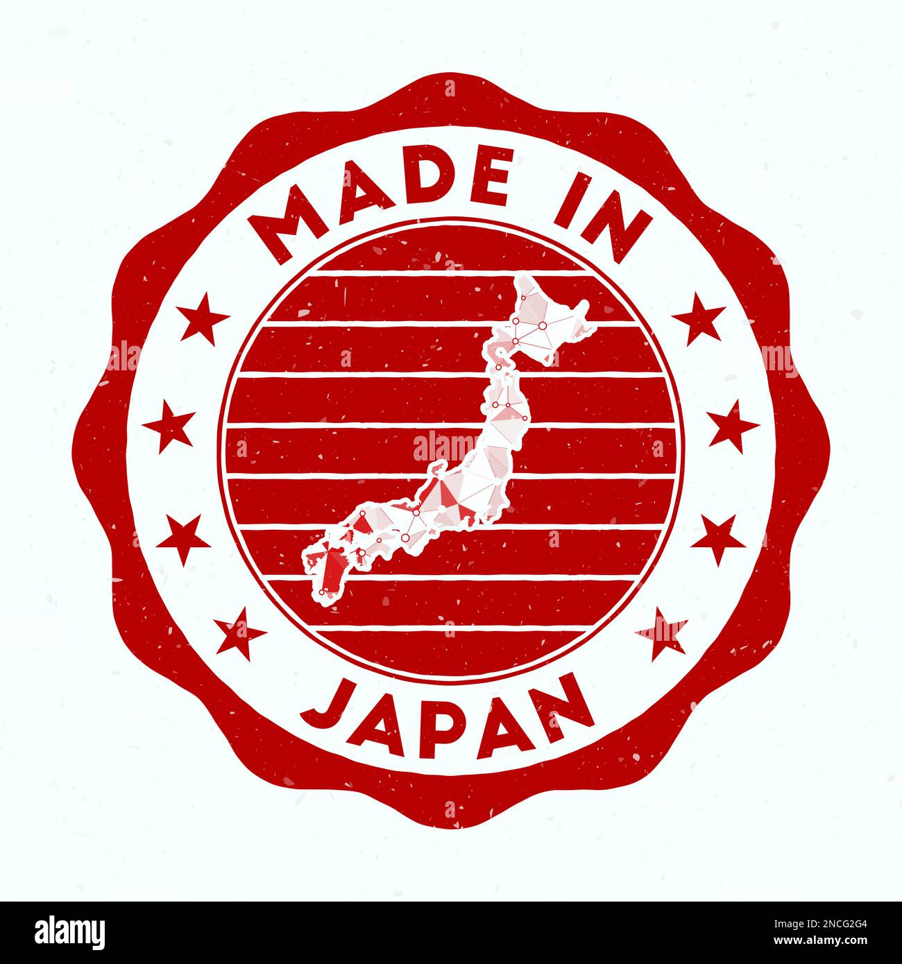 Made in Japan. Country round stamp. Seal of Japan with border shape ...